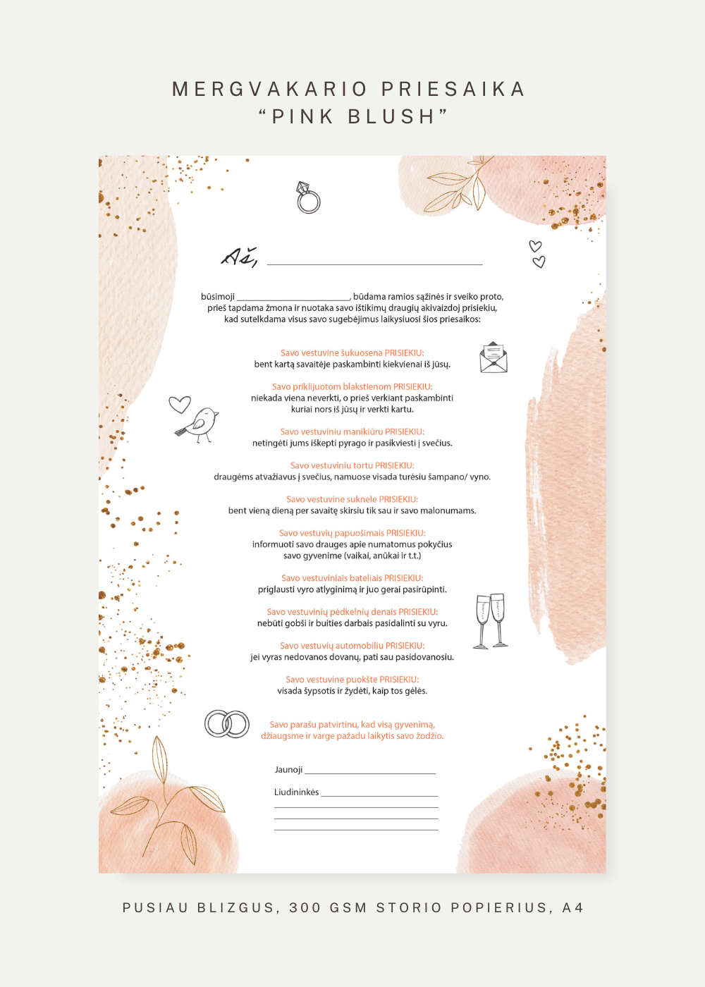 Mergvakario priesaika "PINK BLUSH" – This Lucky Day