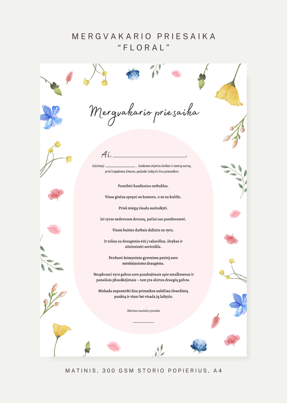 Mergvakario priesaika "FLORAL" – This Lucky Day